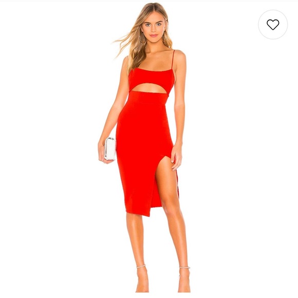REVOLVE | Dresses | Revolve Red Bodycon Midi Dress With Slit | Poshmark